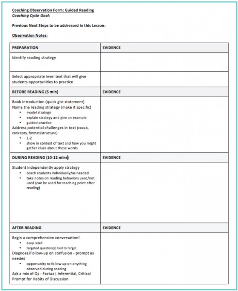 A Guided Reading Observation Template - Ms. Houser