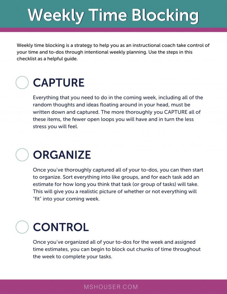 FREE Time Blocking Checklist Printable - Ms. Houser
