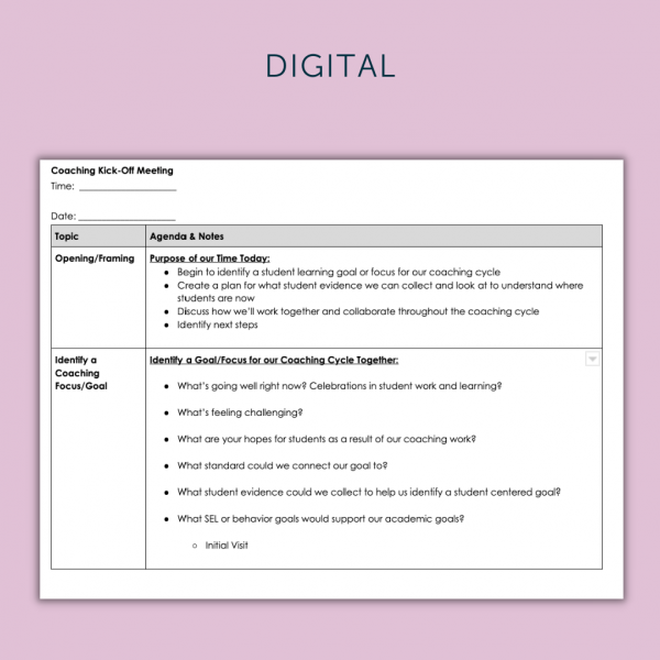 Simplified Coaching Planning Kit - Ms. Houser