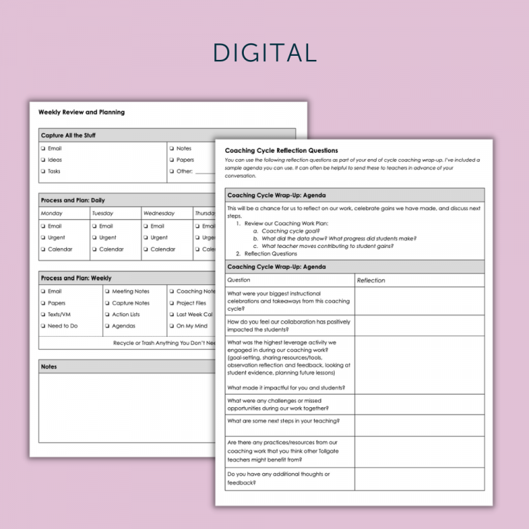 Simplified Coaching Planning Kit - Ms. Houser